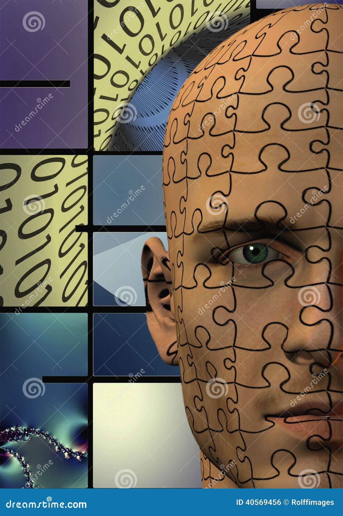 Puzzle Man Binary stock illustration. Illustration of background - 40569456