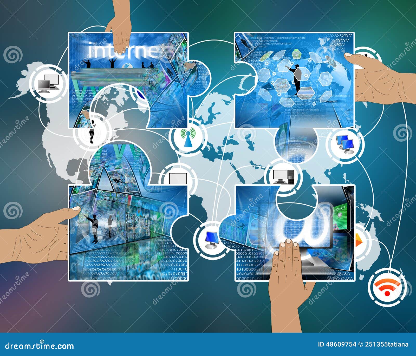 Puzzle stock illustration. Illustration of hand, corporate - 48609754