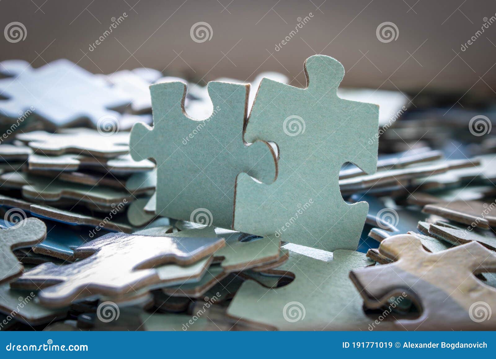 Puzzle. Many Puzzle Pieces on the Table Stock Image - Image of complete ...