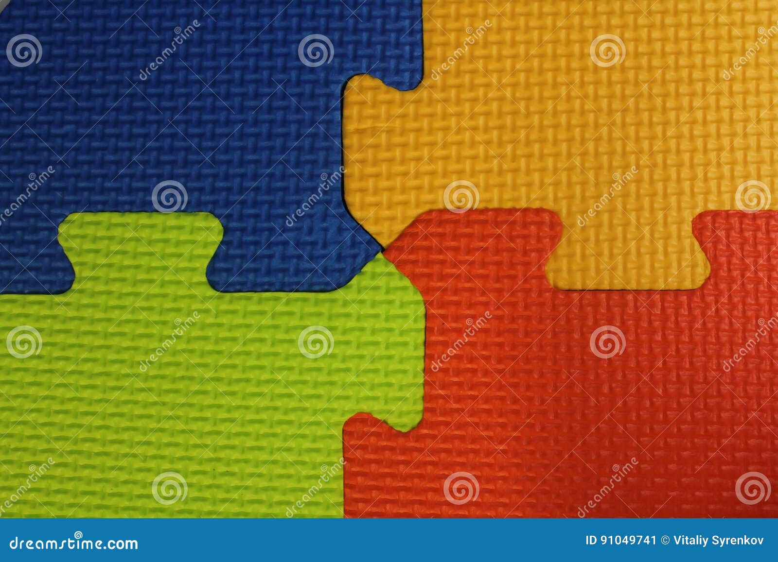 Puzzle Mat, Four Colors Rubber Floor Abstract Background. Stock Image ...