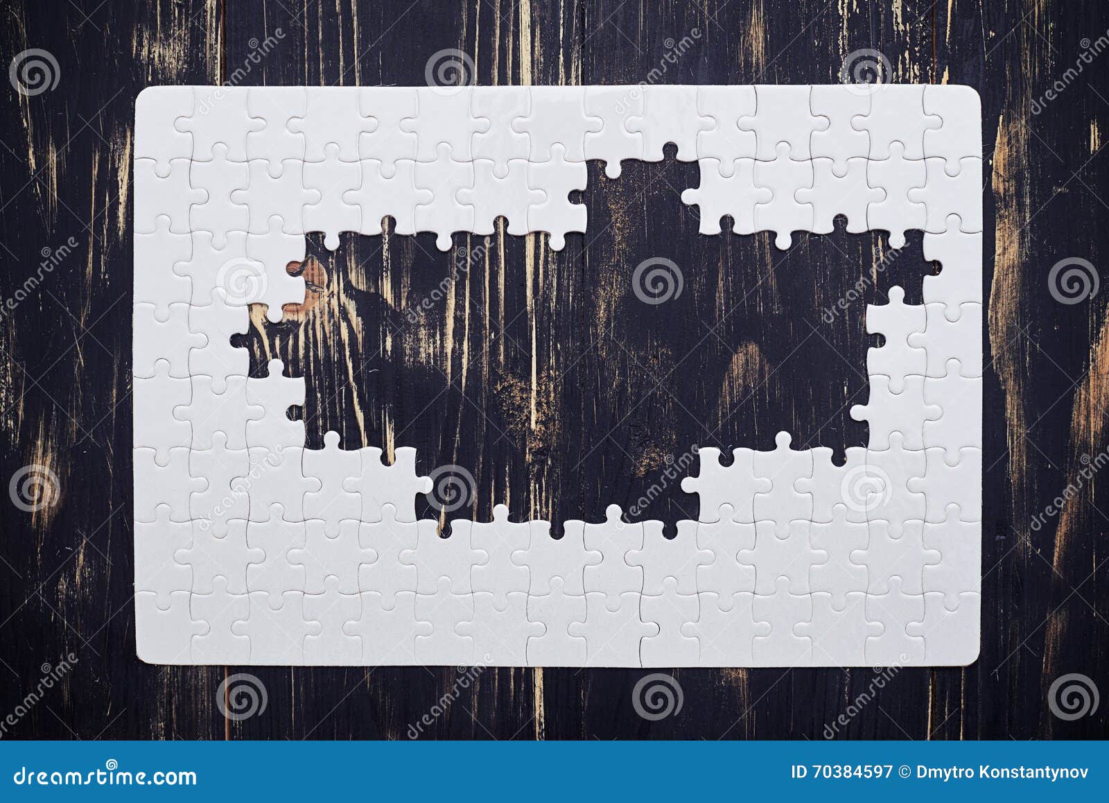 Puzzle without Middle Part on Dark Wooden Desk Stock Illustration ...