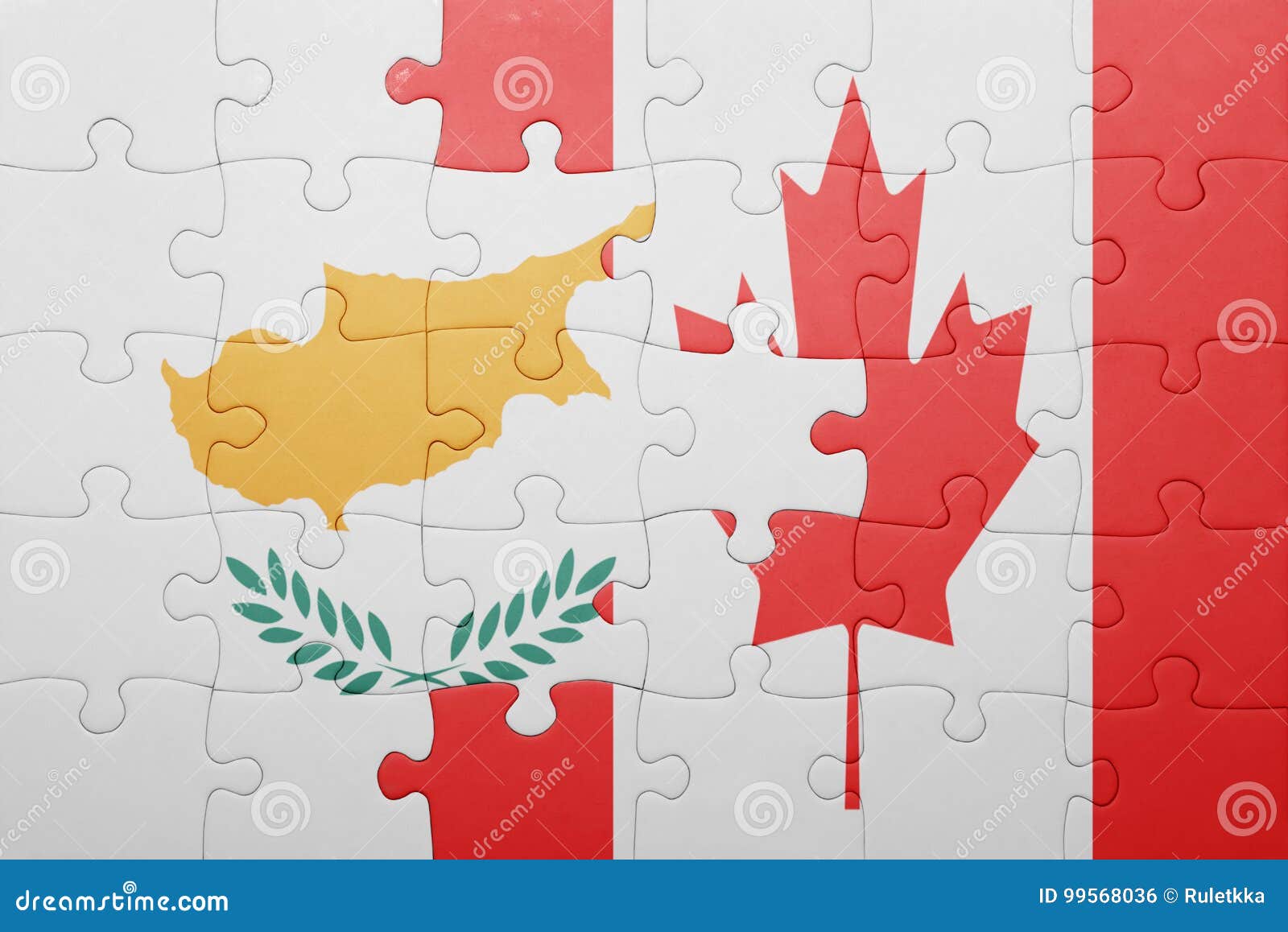 Puzzle with the National Flag of Canada and Cyprus Stock Photo - Image ...