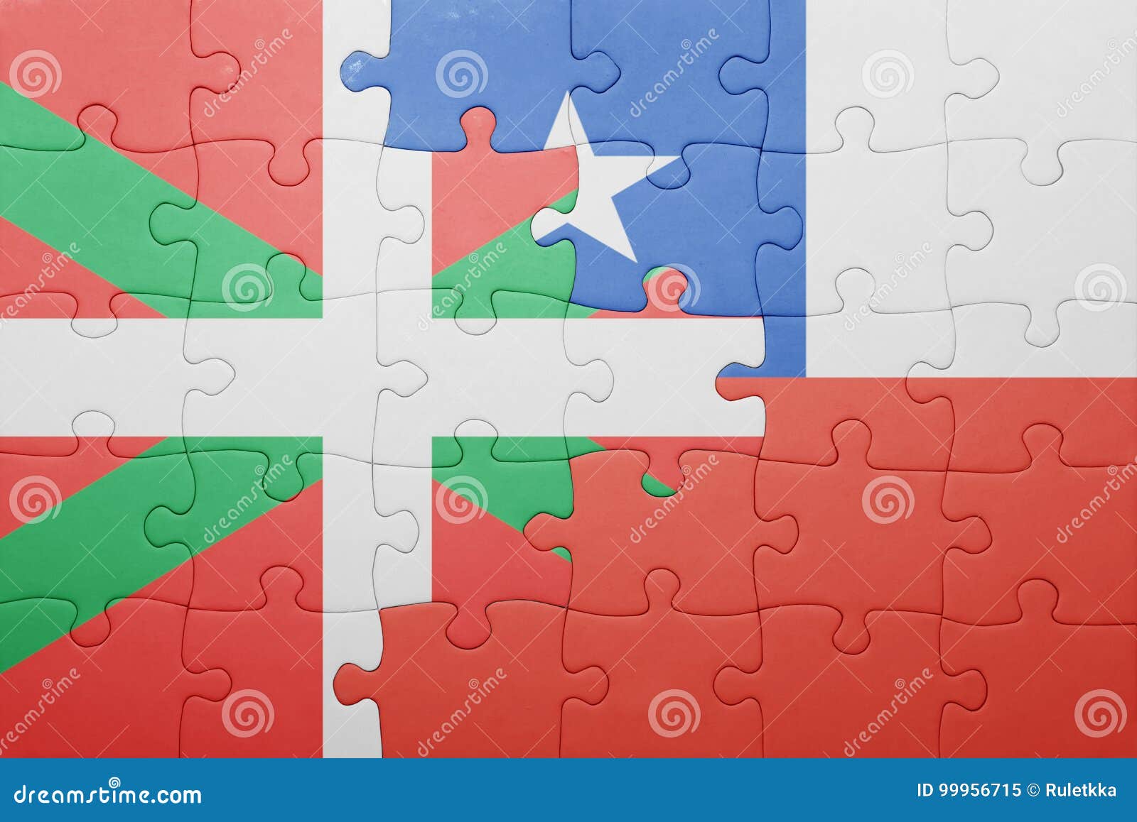 Puzzle with the National Flag of Chile and Basque Country Stock Image ...