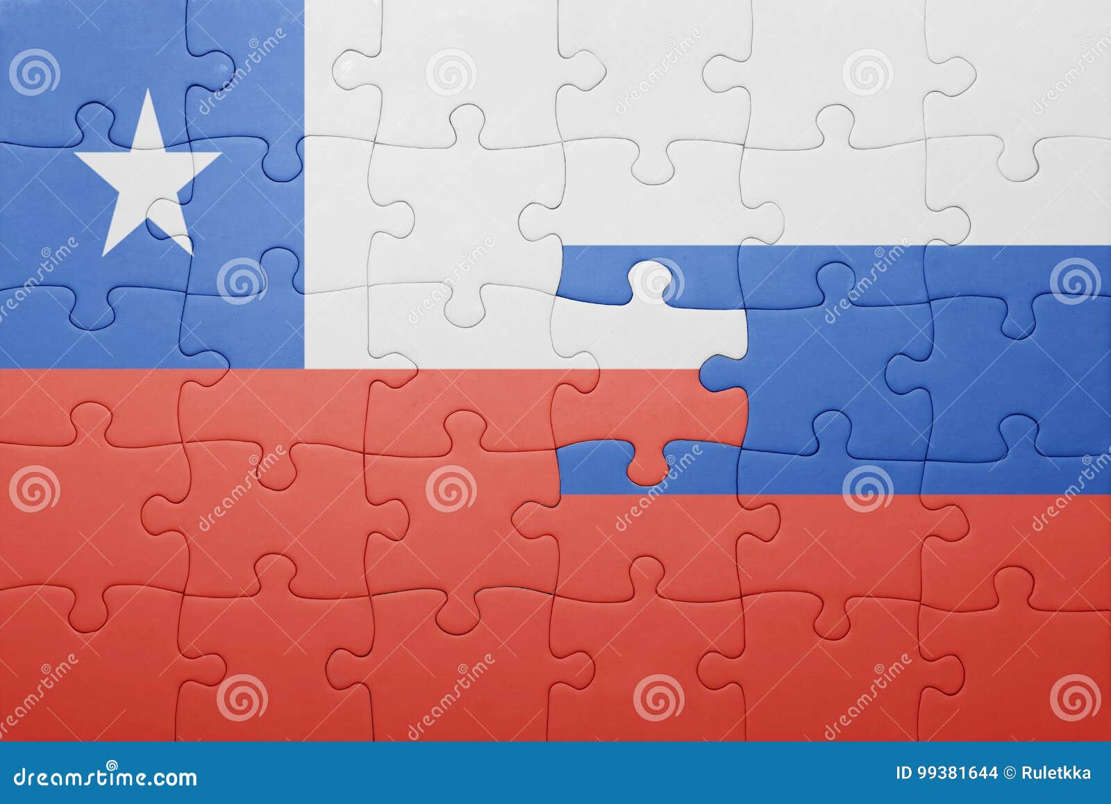 Puzzle with the National Flag of Chile and Russia Stock Photo - Image ...