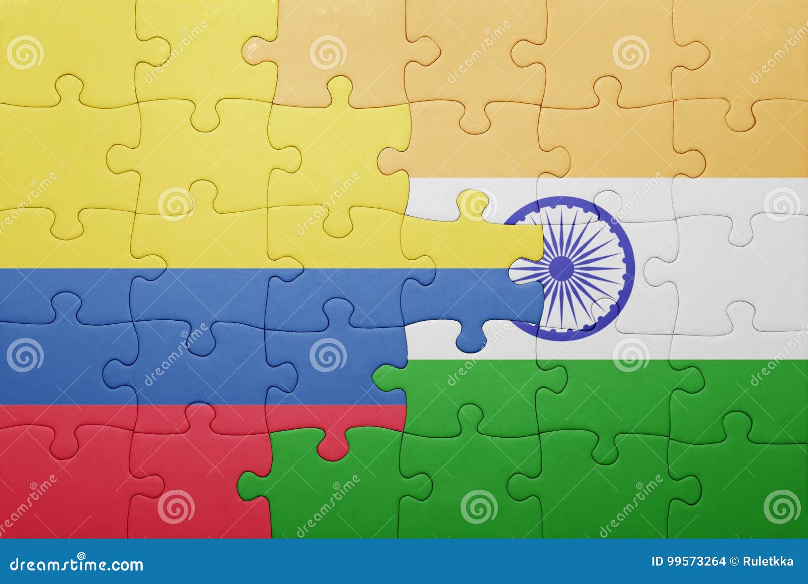 Puzzle with the National Flag of Colombia and India Stock Photo - Image ...