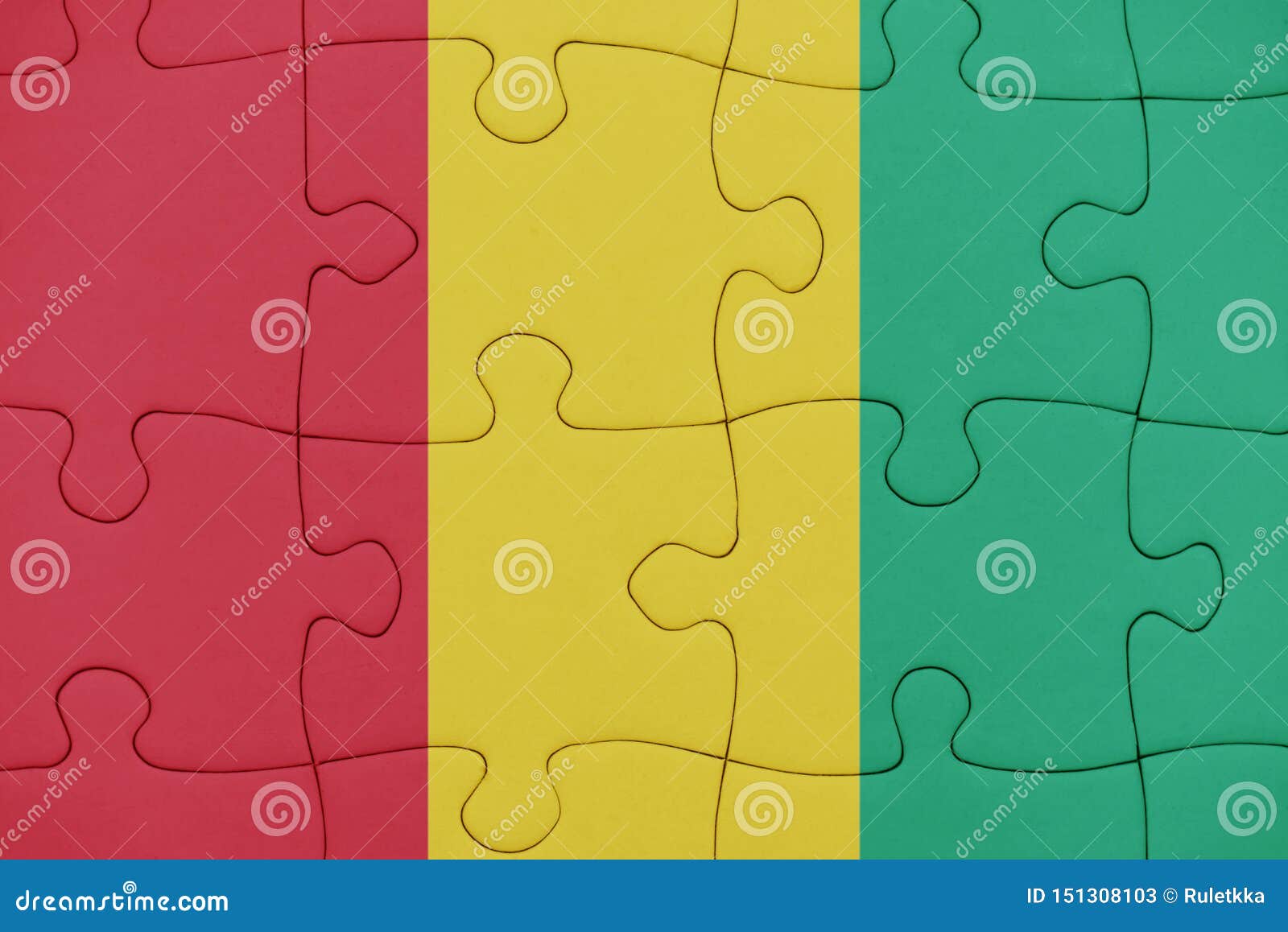 Puzzle with the National Flag of Guinea Stock Image - Image of north ...
