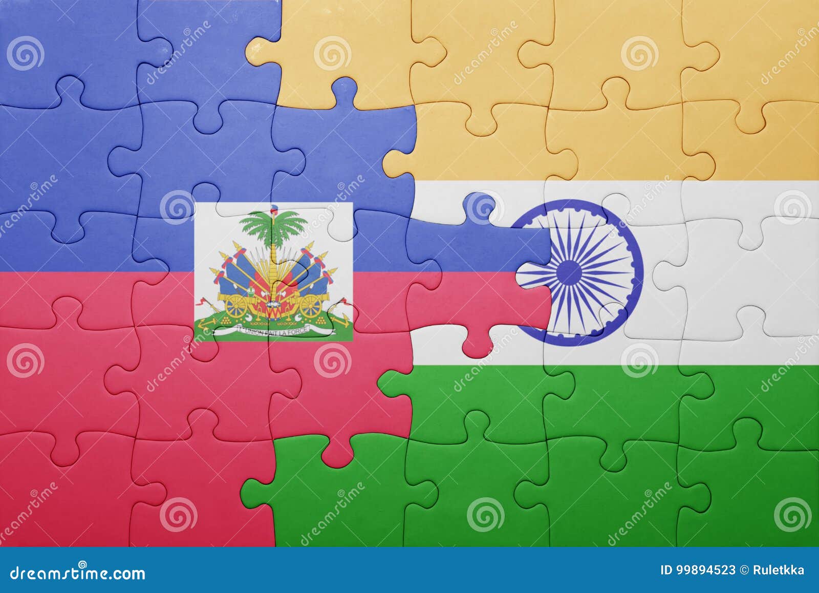 Puzzle with the National Flag of Haiti and India Stock Image - Image of ...