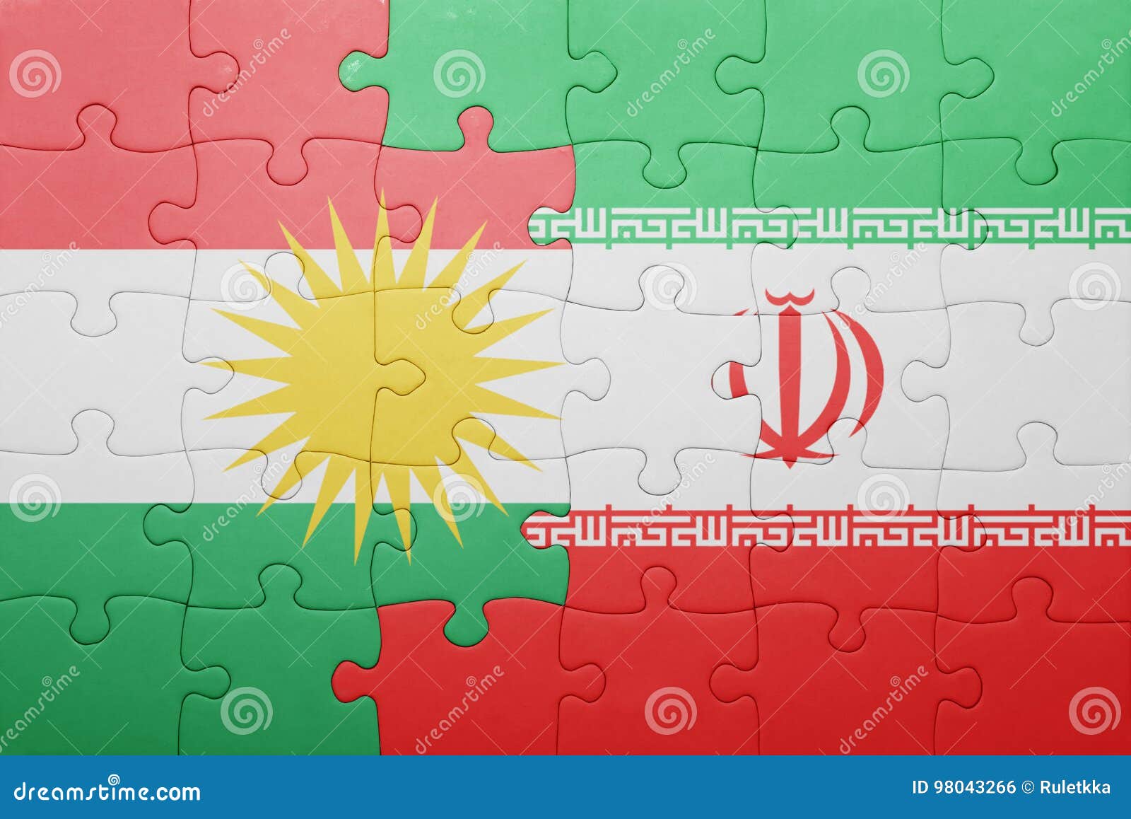 Puzzle with the National Flag of Iran and Kurdistan Stock Photo - Image ...