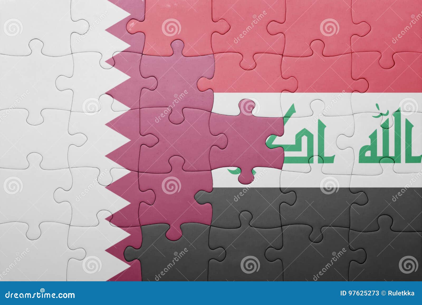 Puzzle with the National Flag of Iraq and Qatar Stock Image - Image of ...