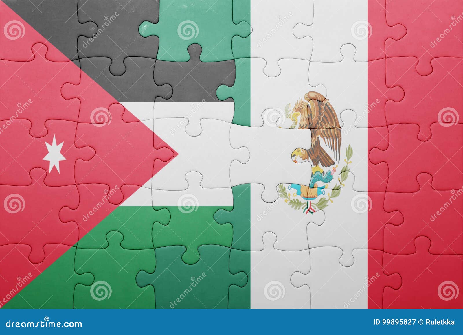 Puzzle with the National Flag of Jordan and Mexico Stock Image - Image ...