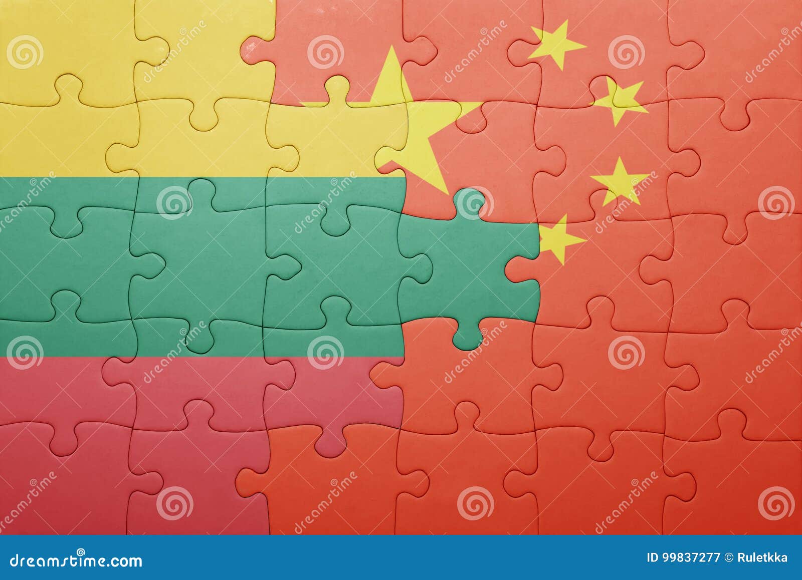 Puzzle with the National Flag of Lithuania and China Stock Image ...