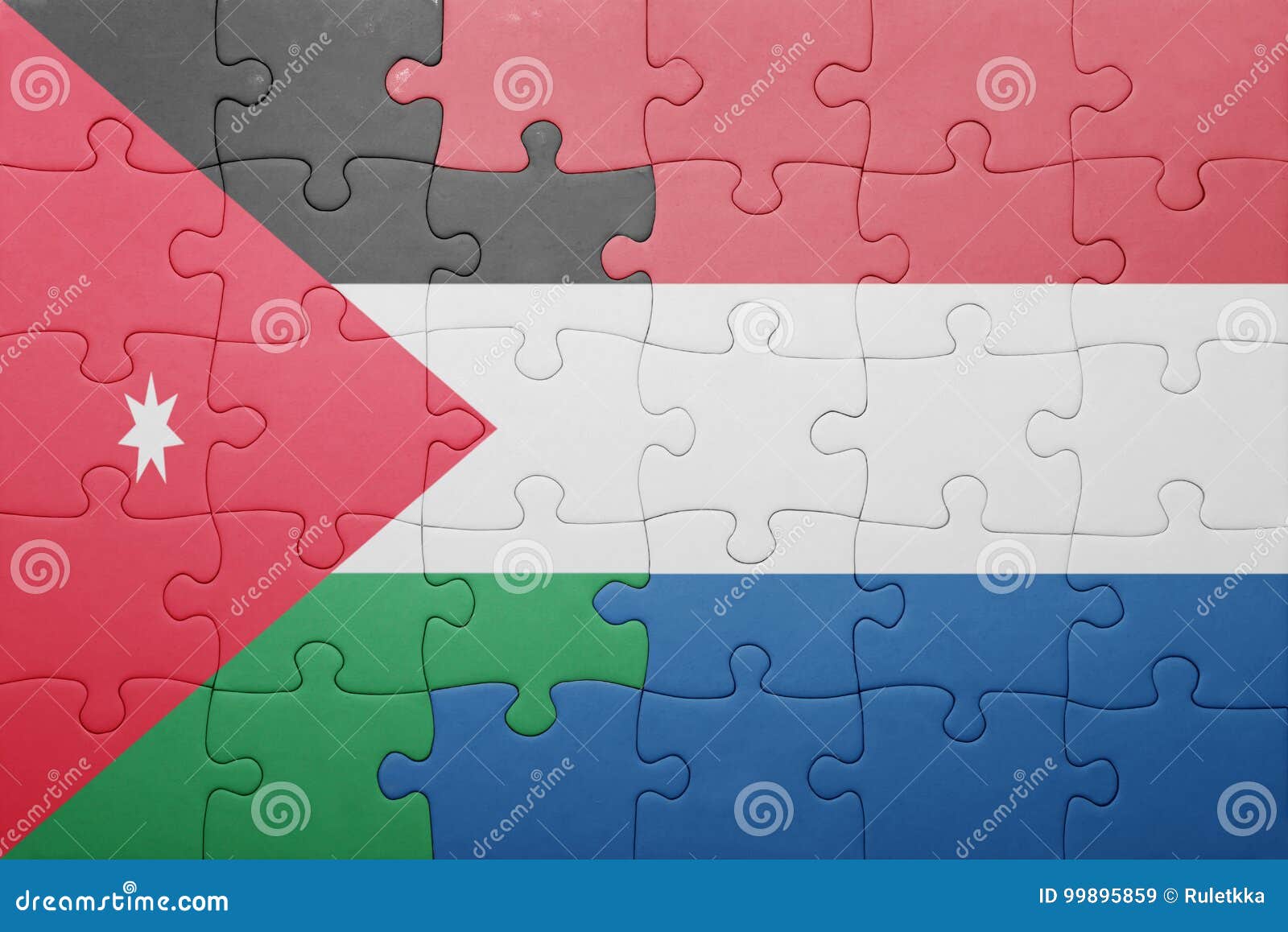 Puzzle with the National Flag of Netherlands and Jordan Stock Image ...