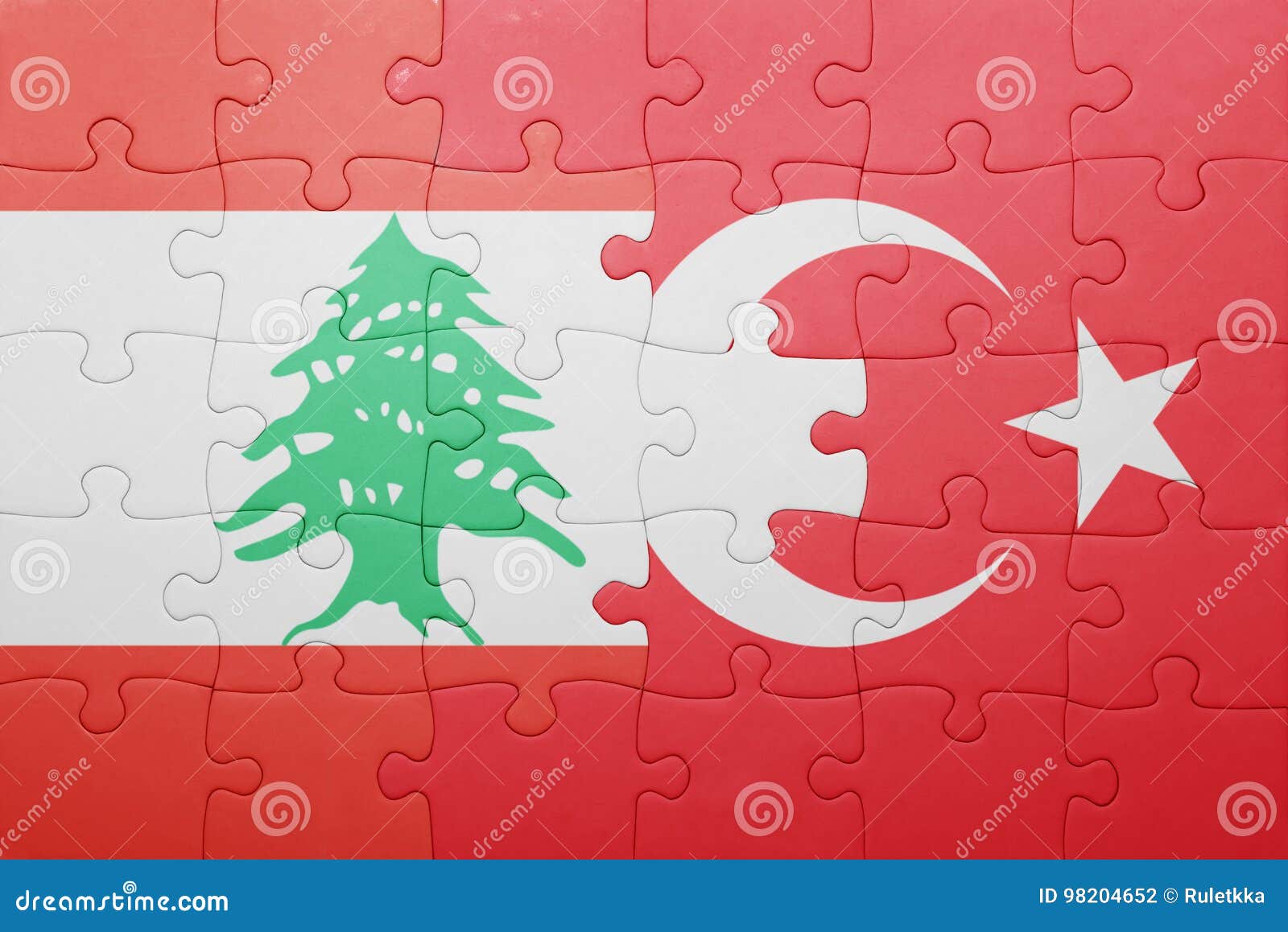 Puzzle with the National Flag of Turkey and Lebanon Stock Photo - Image ...
