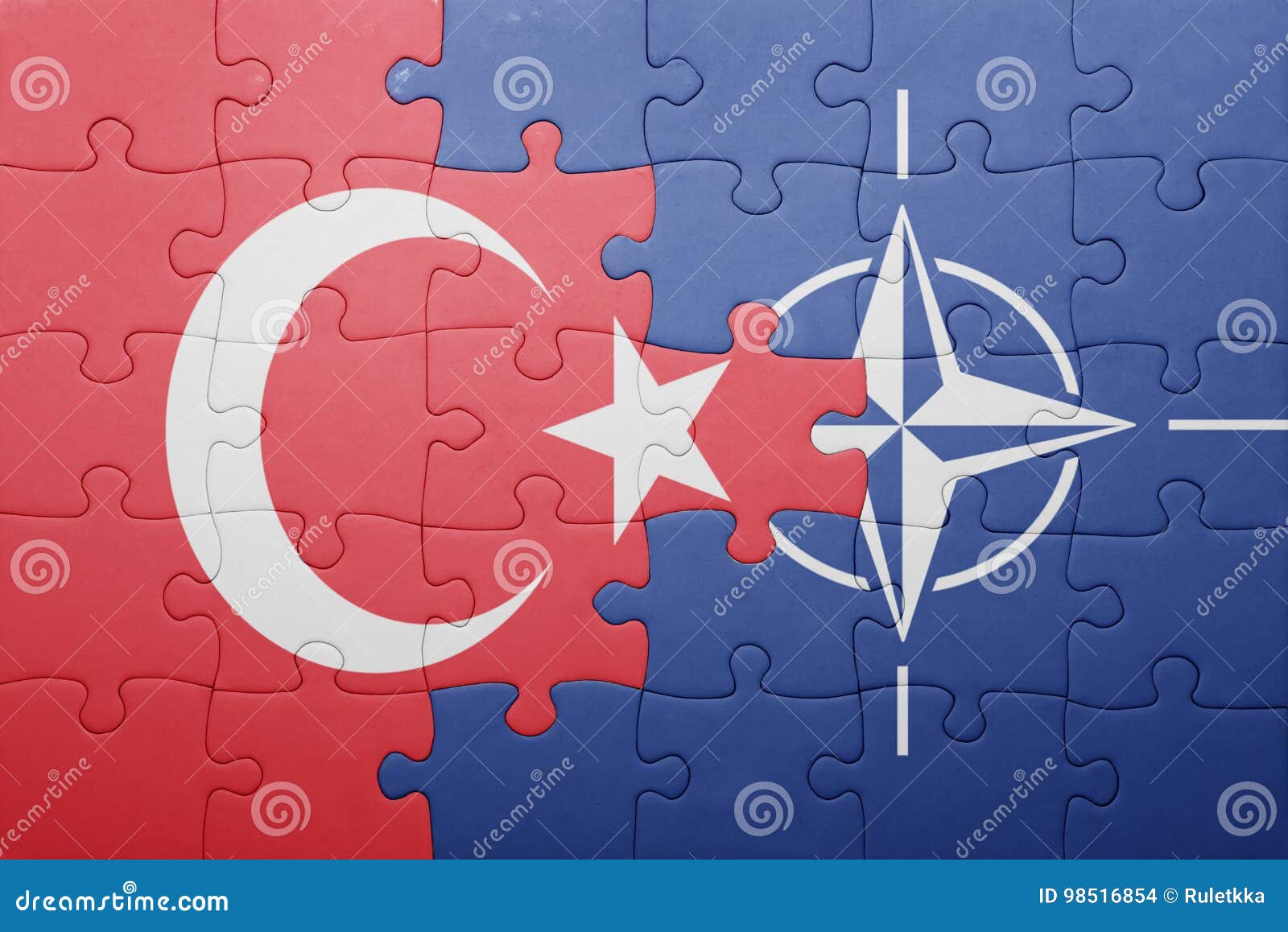 Puzzle with the National Flag of Turkey and Nato Stock Illustration ...