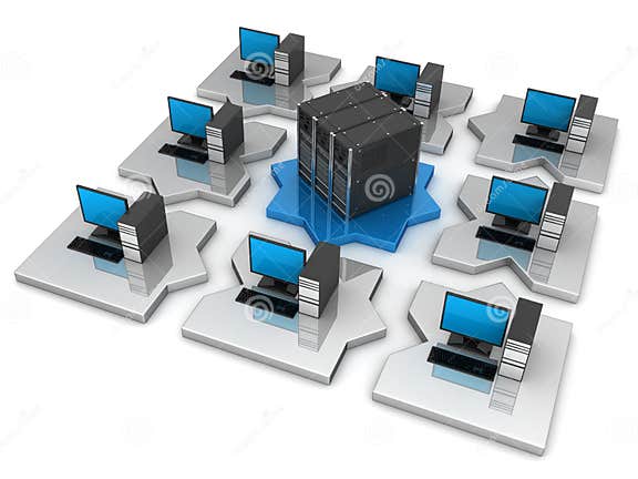 Puzzle Network computer stock illustration. Illustration of database ...