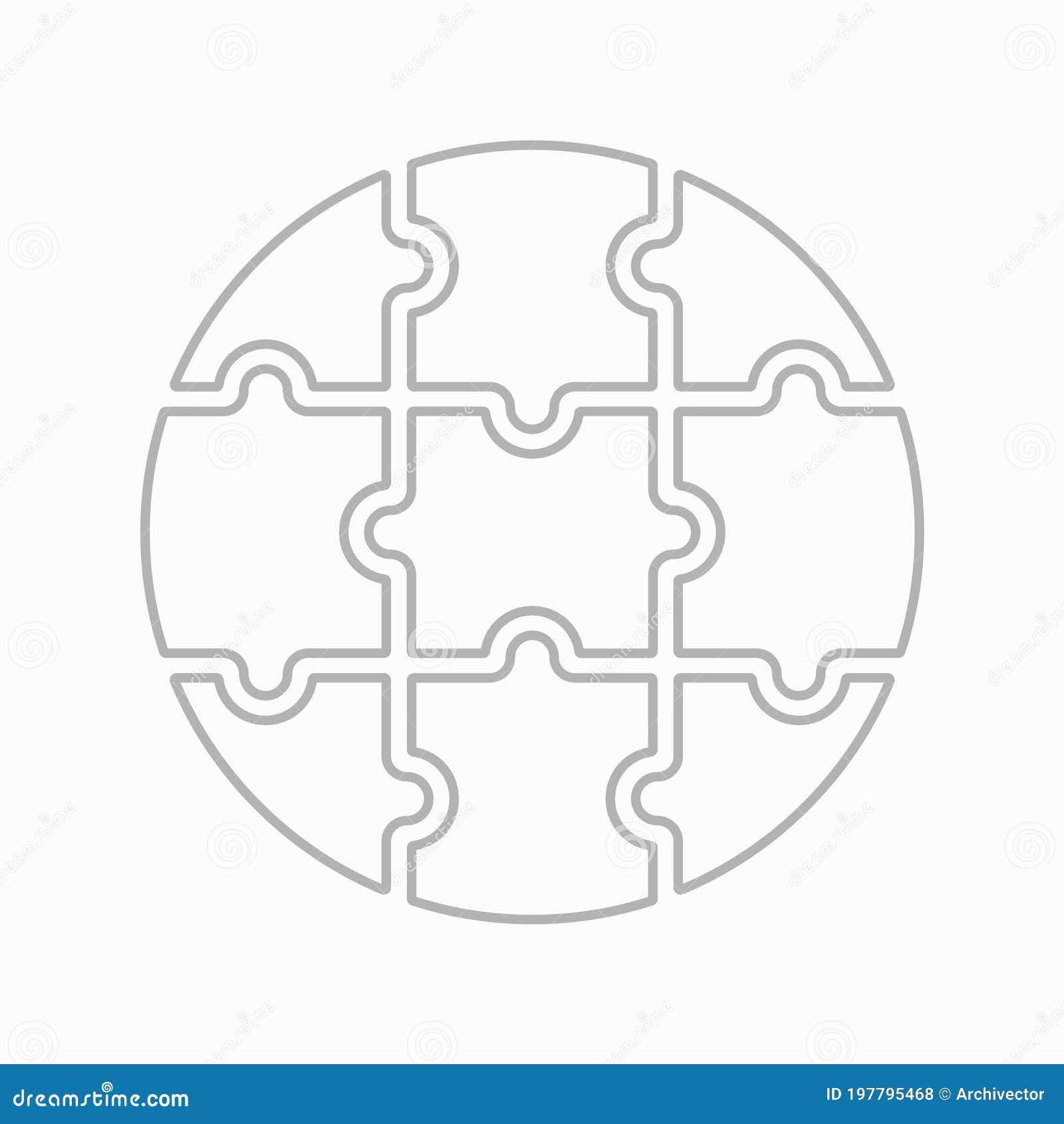 Nine blank puzzle pieces stock vector. Illustration of fragment - 197795468