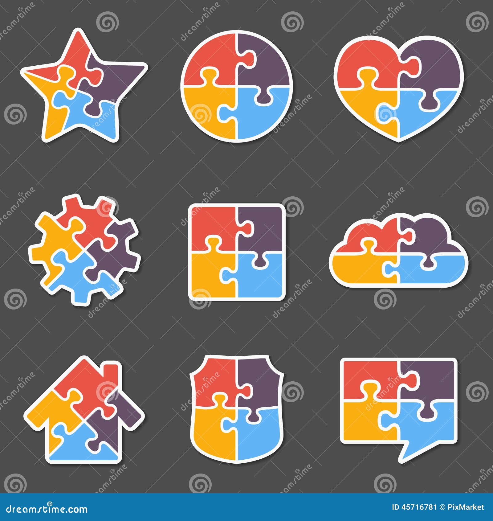 Puzzle Objects stock vector. Illustration of four, real - 45716781
