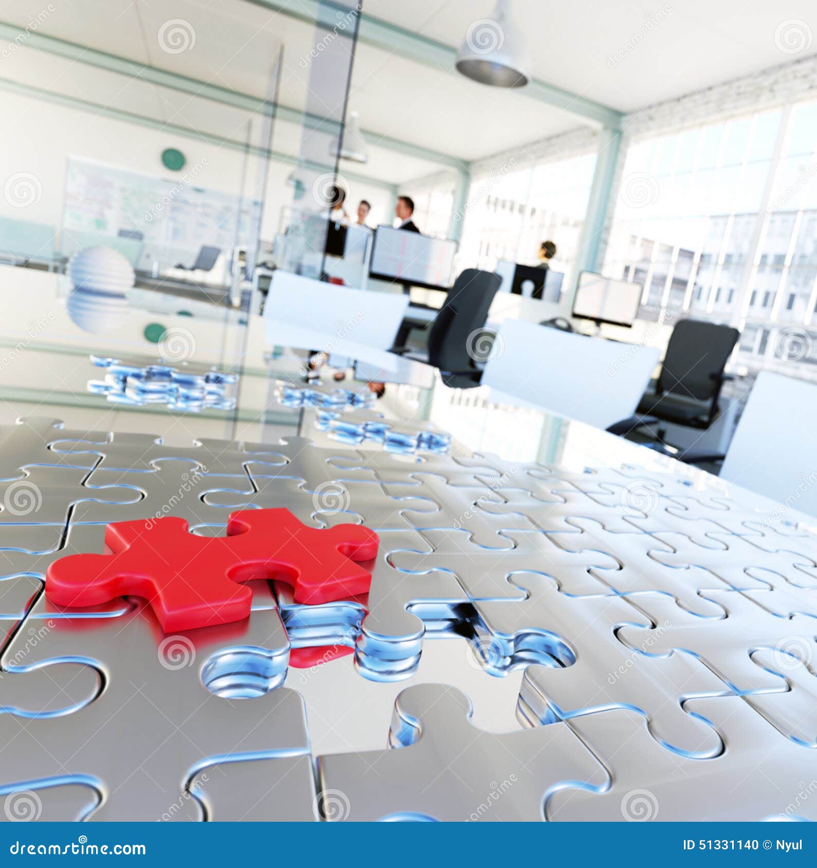 Puzzle in Office Represents Business Solutions Stock Photo - Image of ...