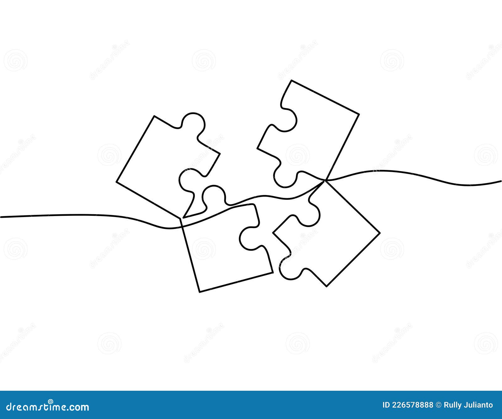 Puzzle One Line Drawing Vector Illustration | CartoonDealer.com #226578888