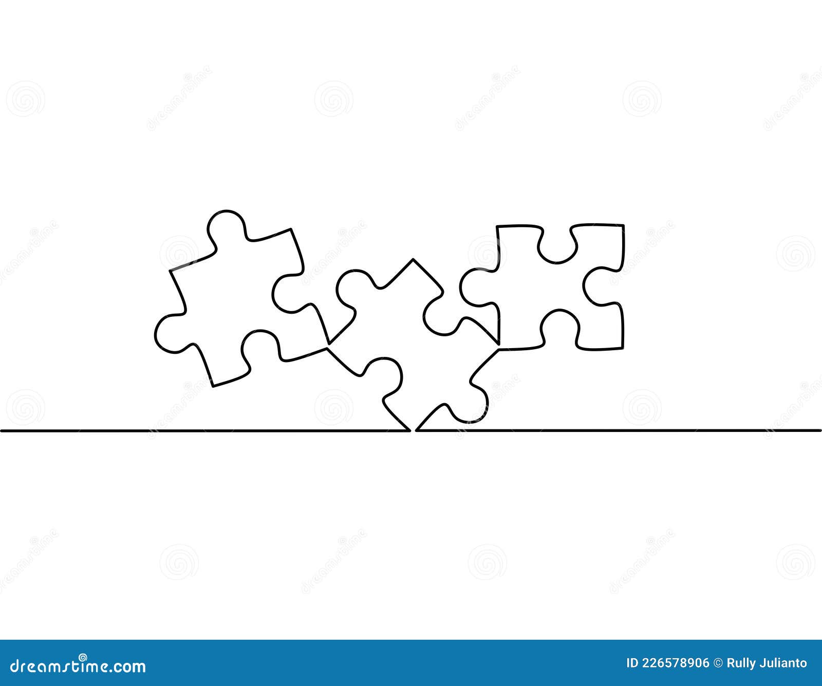 Puzzle one line drawing stock vector. Illustration of pieces - 226578906