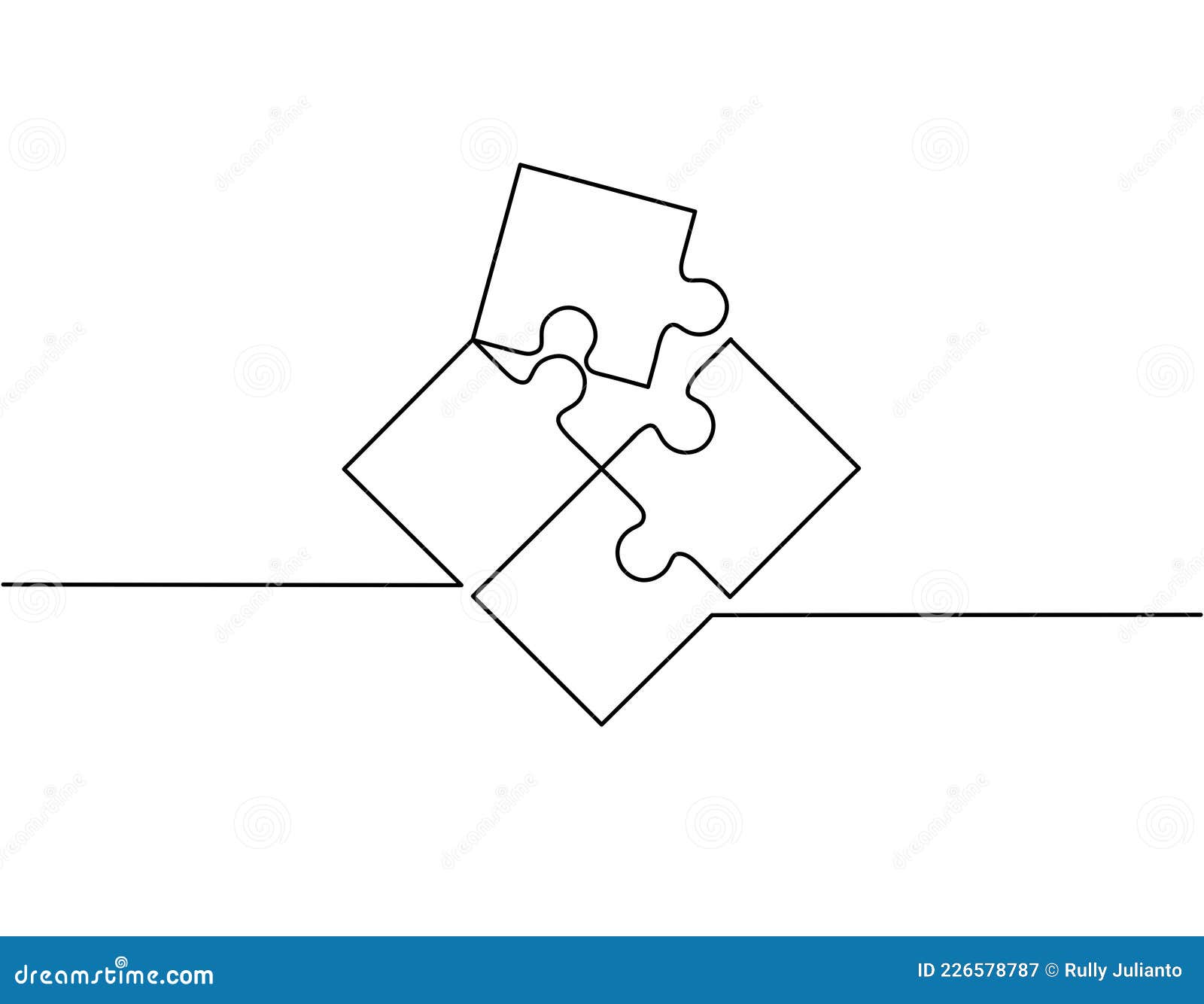 Puzzle one line drawing stock vector. Illustration of graphic - 226578787