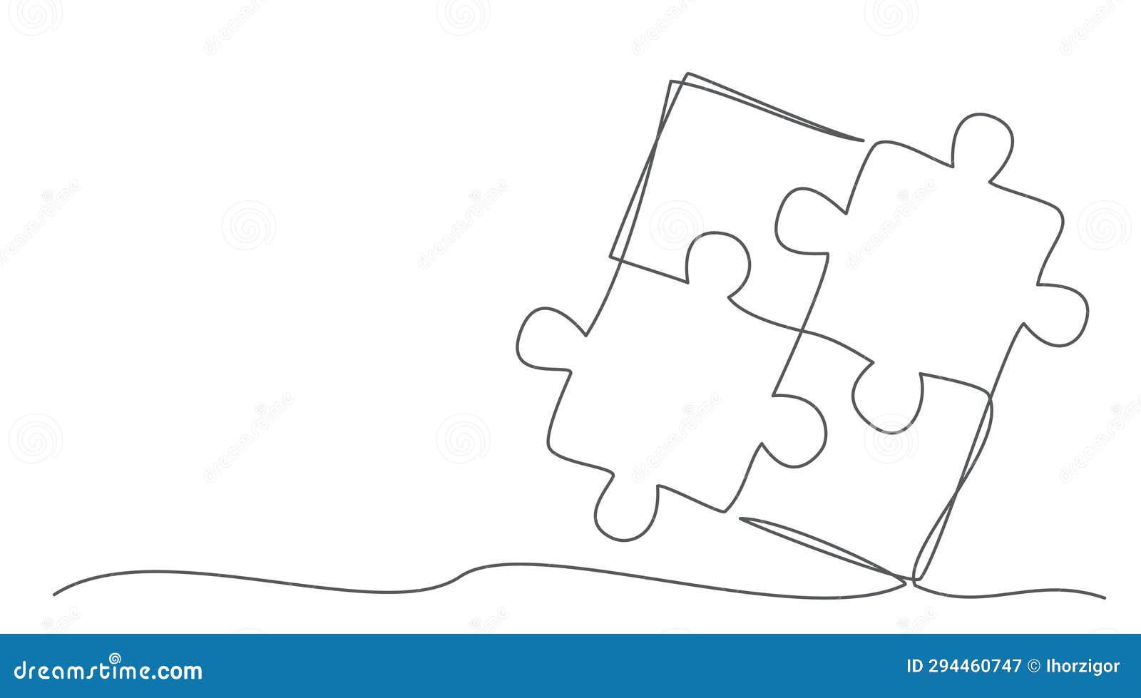 Puzzle One Line Drawing on White Background Stock Vector - Illustration ...