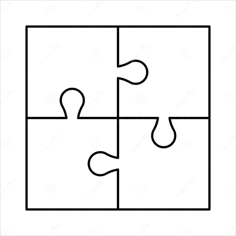Puzzle Outline, Jigsaw Game Template, Puzzle Blank Stock Illustration ...