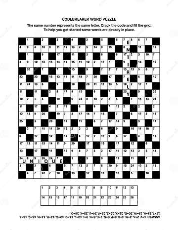 Puzzle Page with Codebreaker Word Game or Crossword Puzzle Stock Vector ...