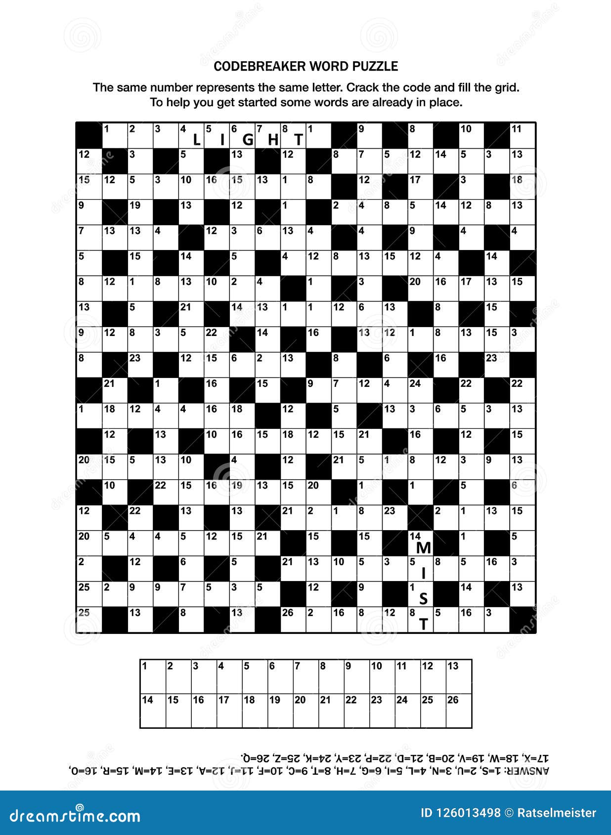 Puzzle Page with Codebreaker Word Game or Crossword Puzzle Stock Vector ...