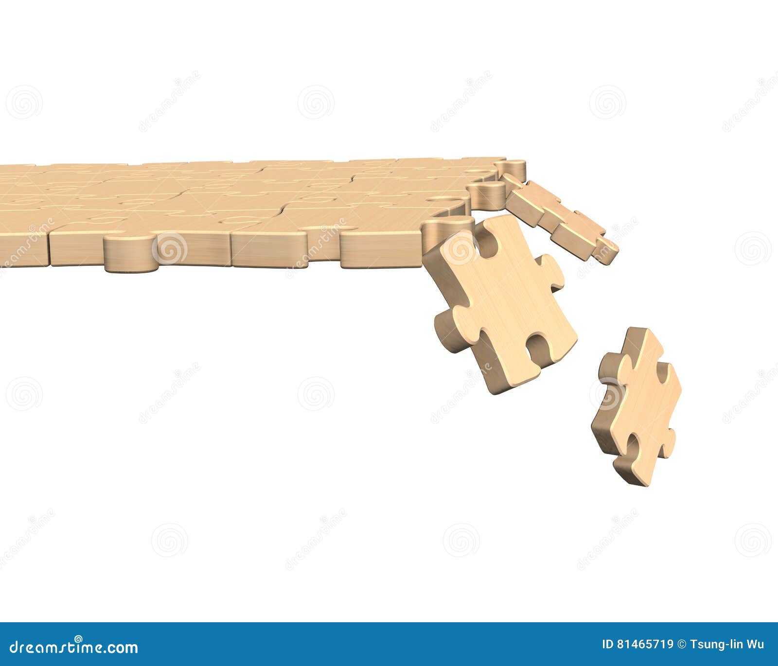 Puzzle Path with Some Pieces Falling, 3D Rendering Stock Image - Image ...