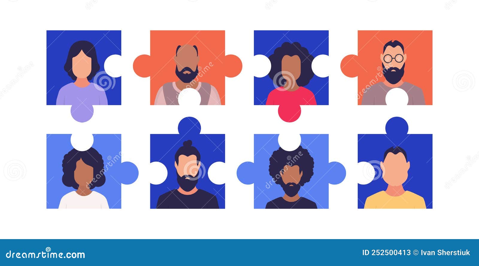 Puzzle of People. Vector Illustration. Stock Vector - Illustration of ...