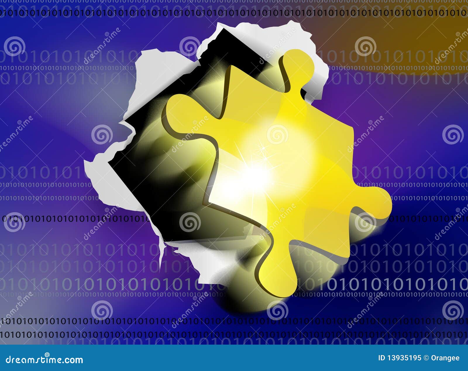 Puzzle piece binary code stock illustration. Illustration of piece ...