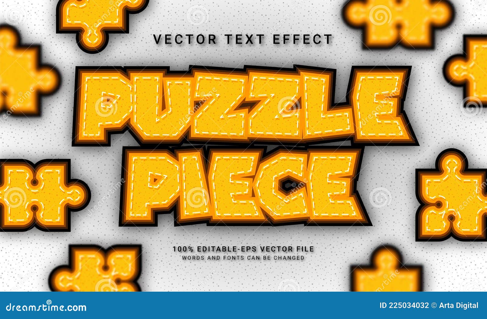 Puzzle Piece 3d Text Style Effect Themed Puzzle Game Stock Vector ...