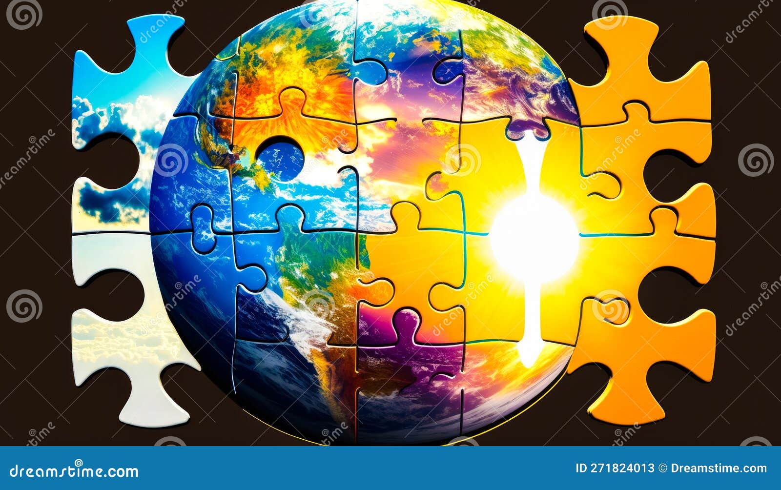 Puzzle Piece with the Earth and Sun in it. Generative AI Stock ...