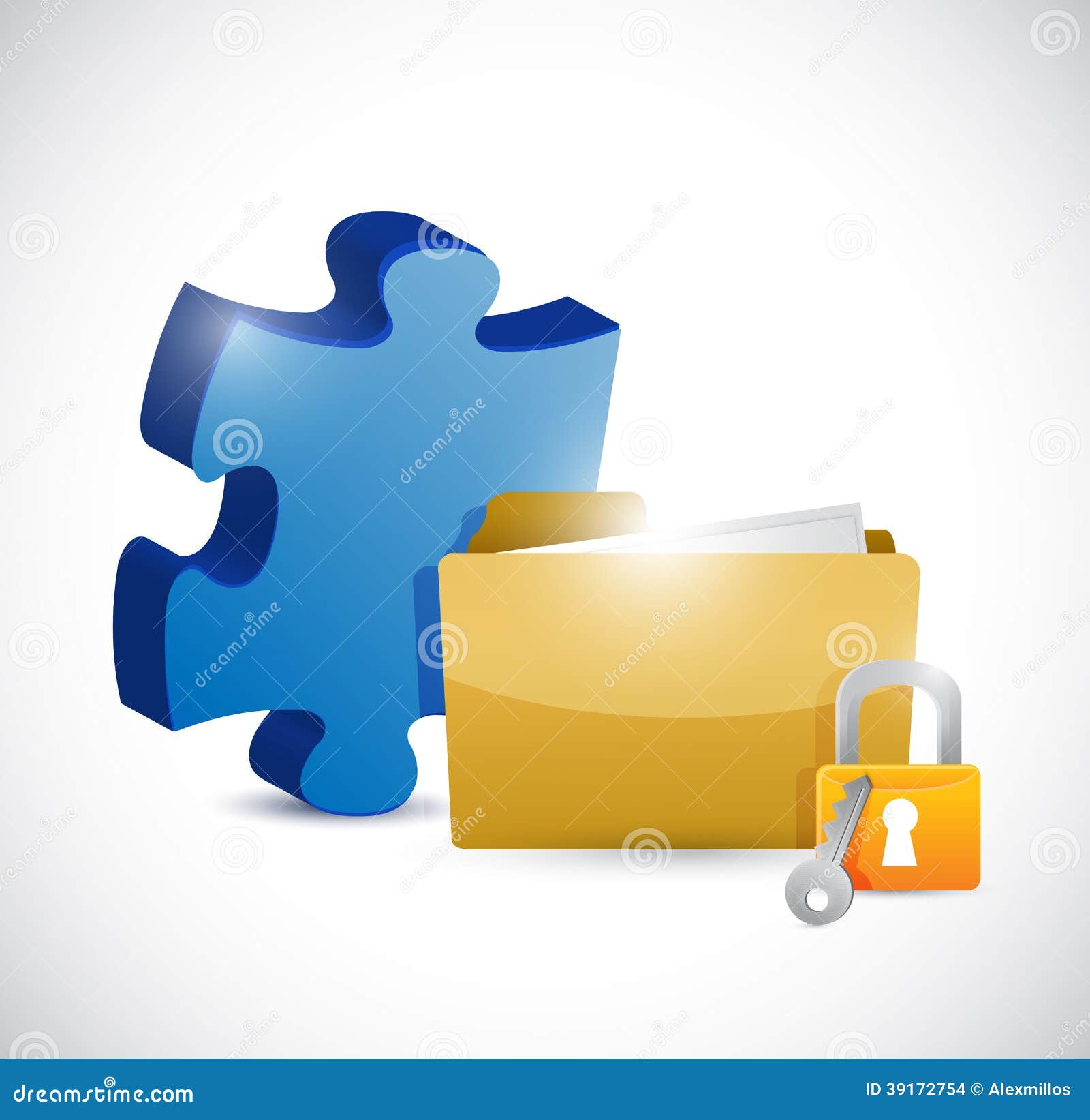 Puzzle Piece Folder and Lock Illustration Design Stock Illustration ...