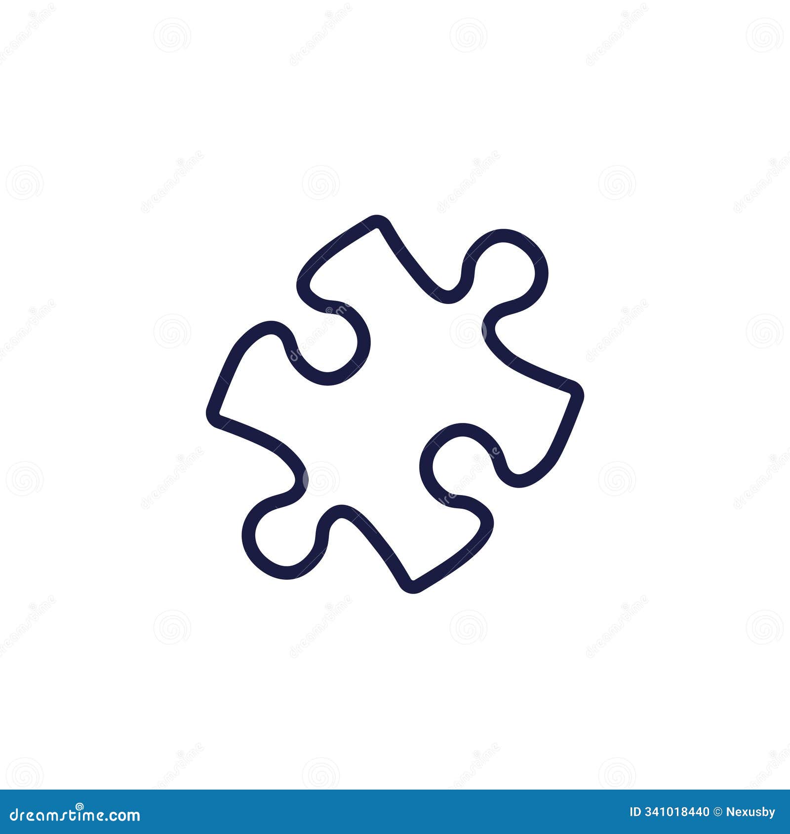 Puzzle Piece Icon on White, Line Vector Stock Illustration ...