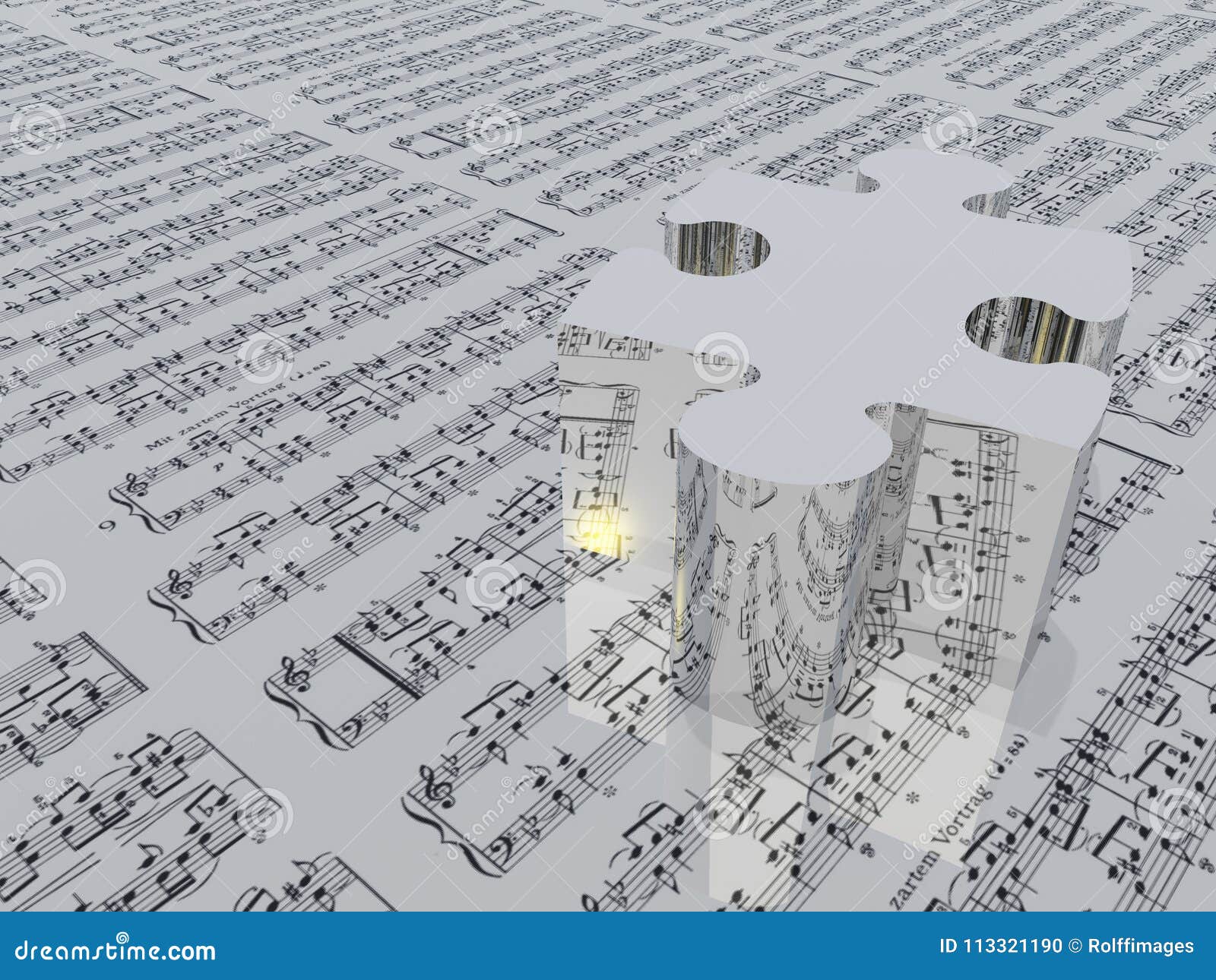 Puzzle Piece and Music Notation Stock Illustration - Illustration of ...