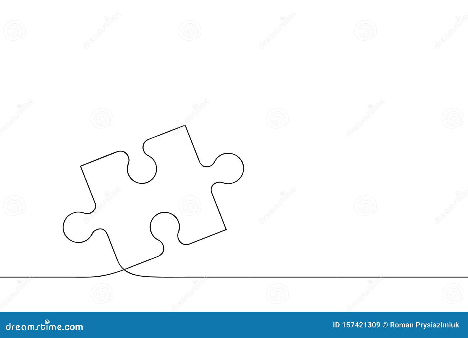Puzzle One Line Drawing Vector Illustration | CartoonDealer.com #226578906