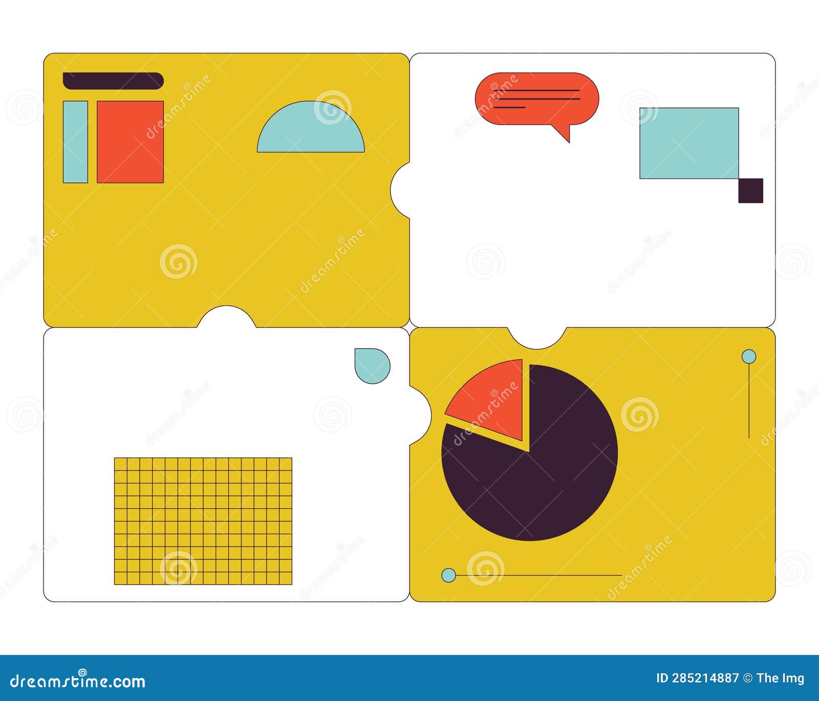 4 Puzzle Piece Presentation Slides Flat Line Color Isolated Vector ...