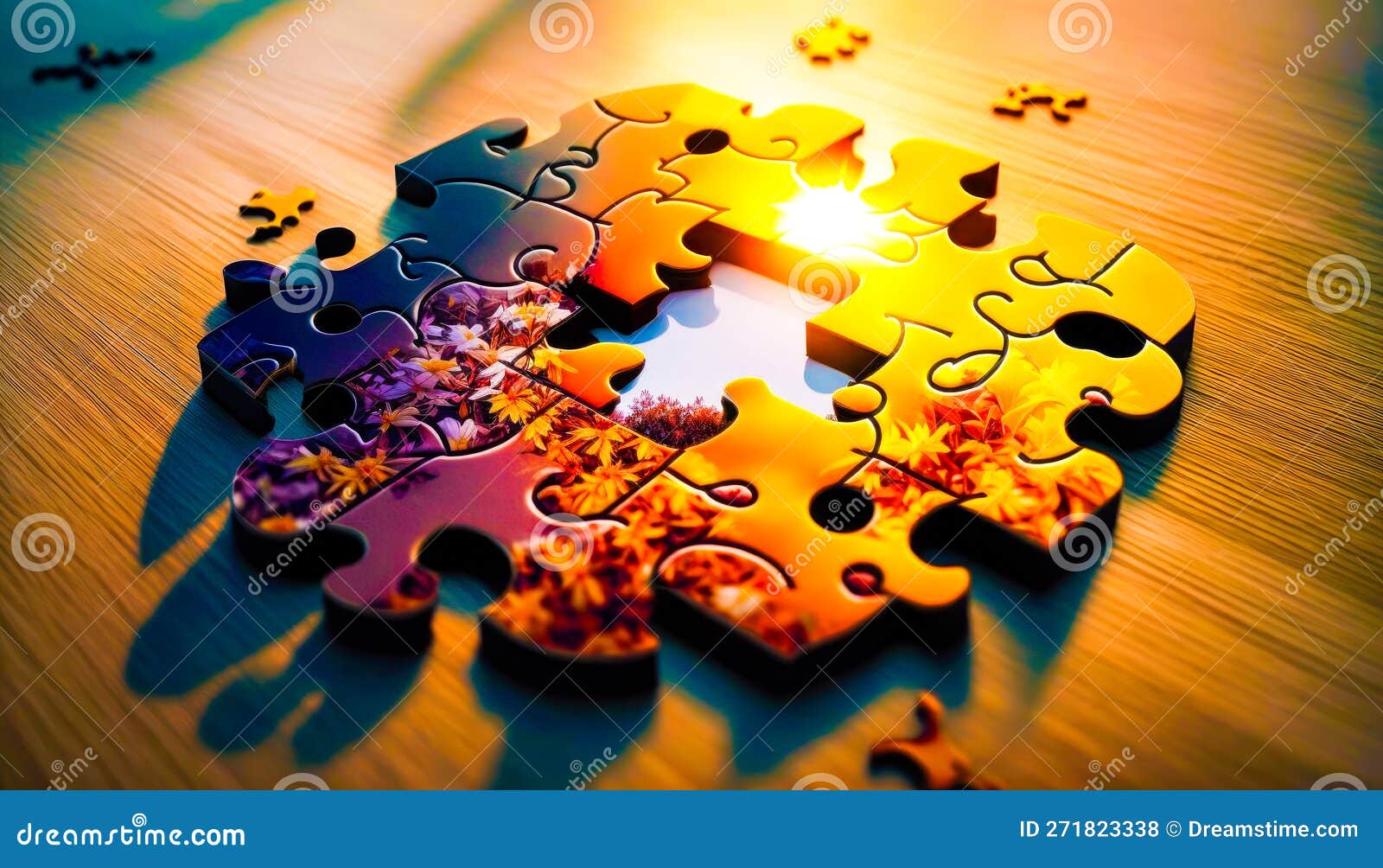 Puzzle Piece with the Sun Shining through it. Generative AI Stock Photo ...