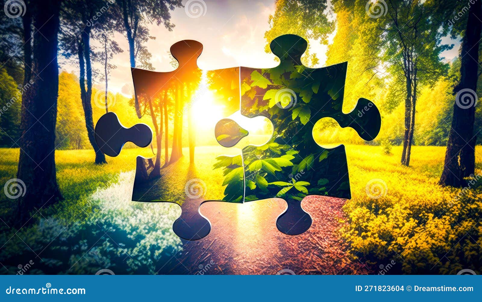 Puzzle Piece with the Sun Shining through it. Generative AI Stock Photo ...