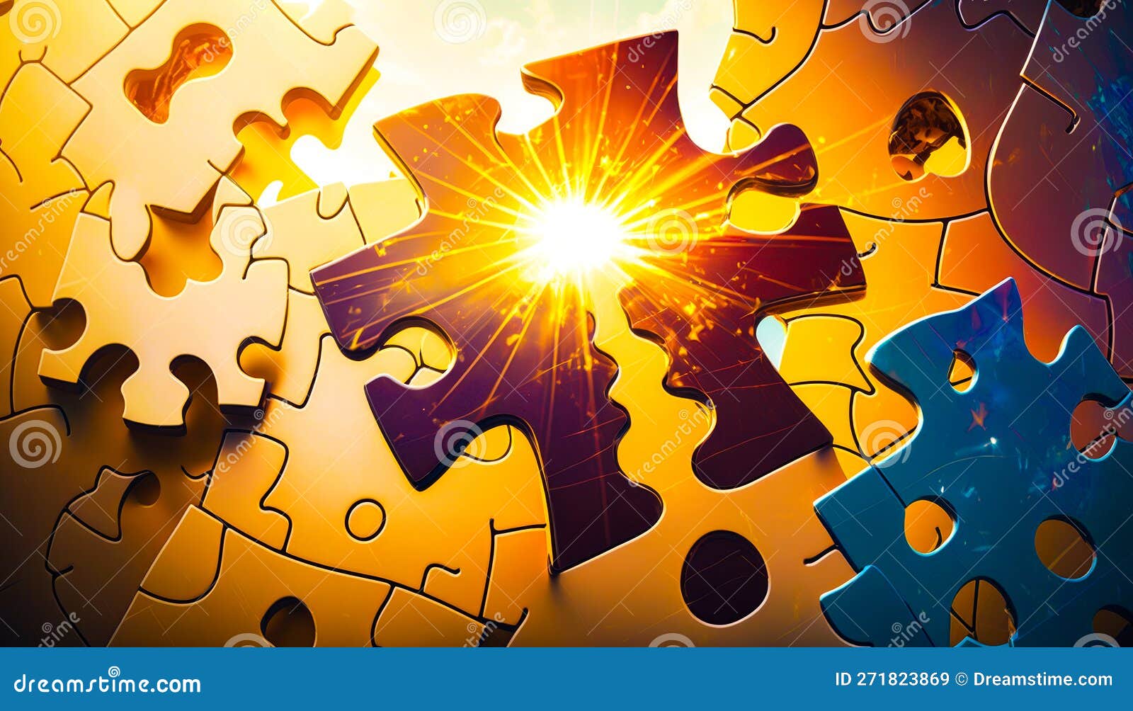 Puzzle Piece with the Sun Shining through it. Generative AI Stock ...