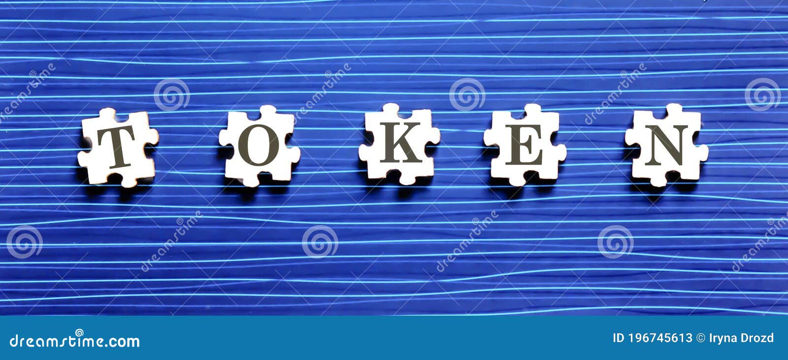 Puzzle Piece with TOKEN Text on a Blue Background Stock Image - Image ...