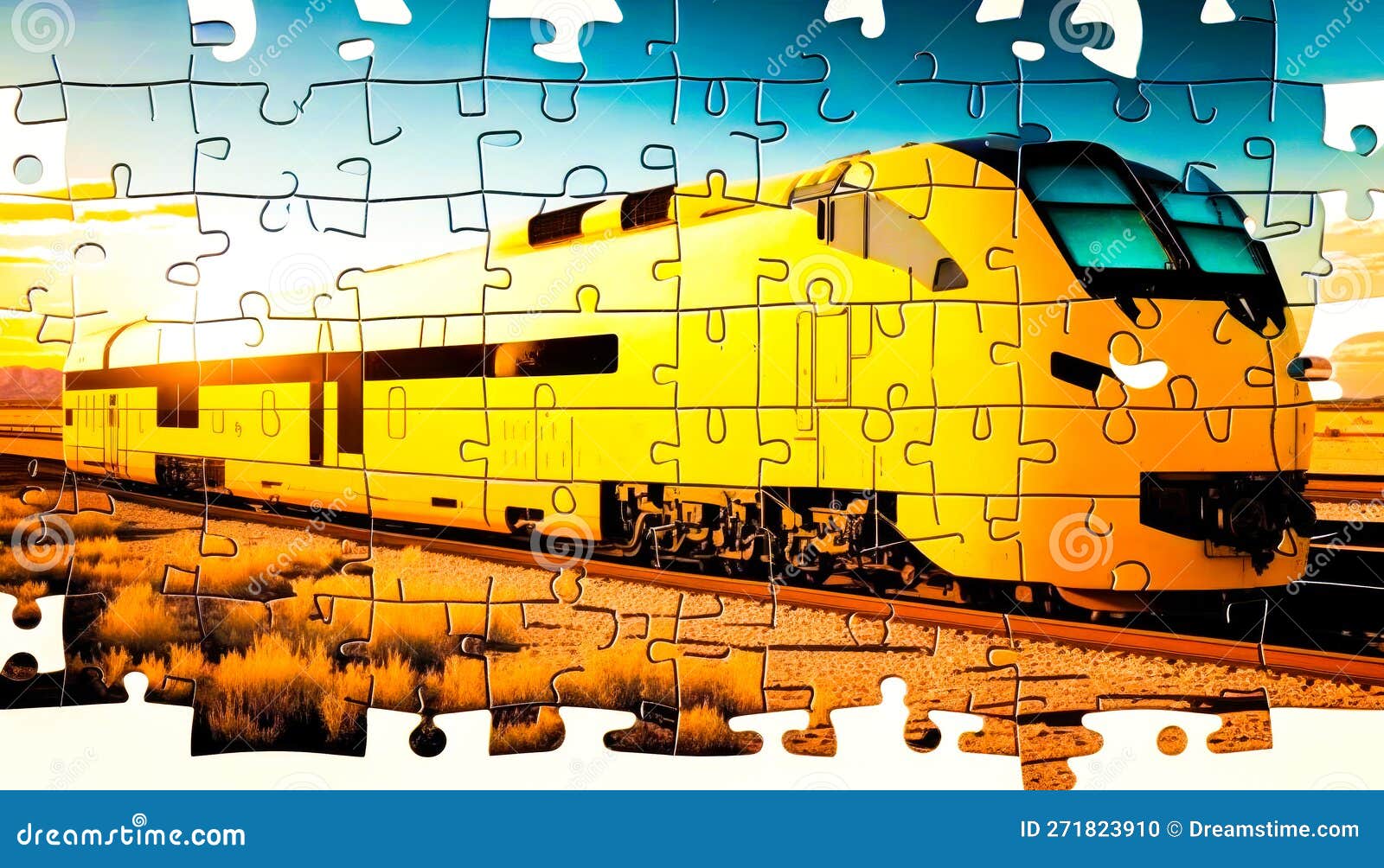Puzzle Piece with Train on it. Generative AI Stock Illustration ...