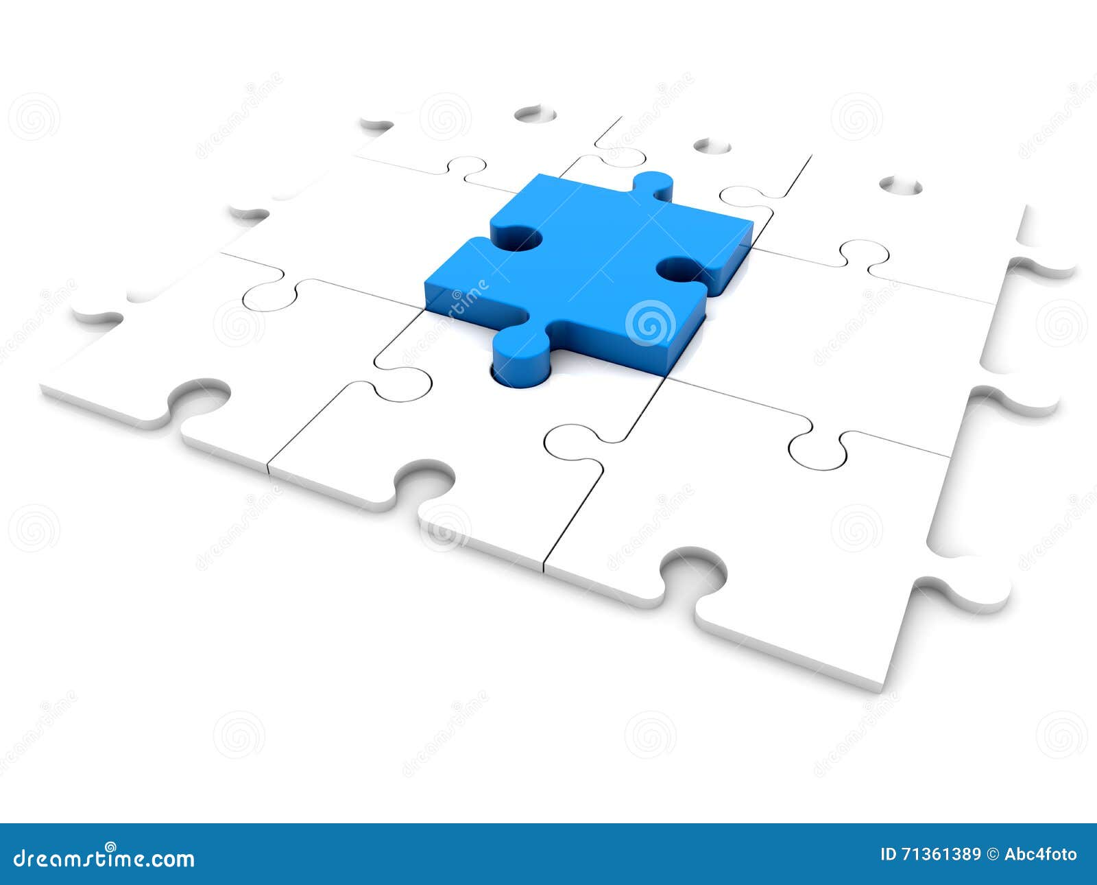 Puzzle Pieces in Blue and White Colors Stock Illustration ...
