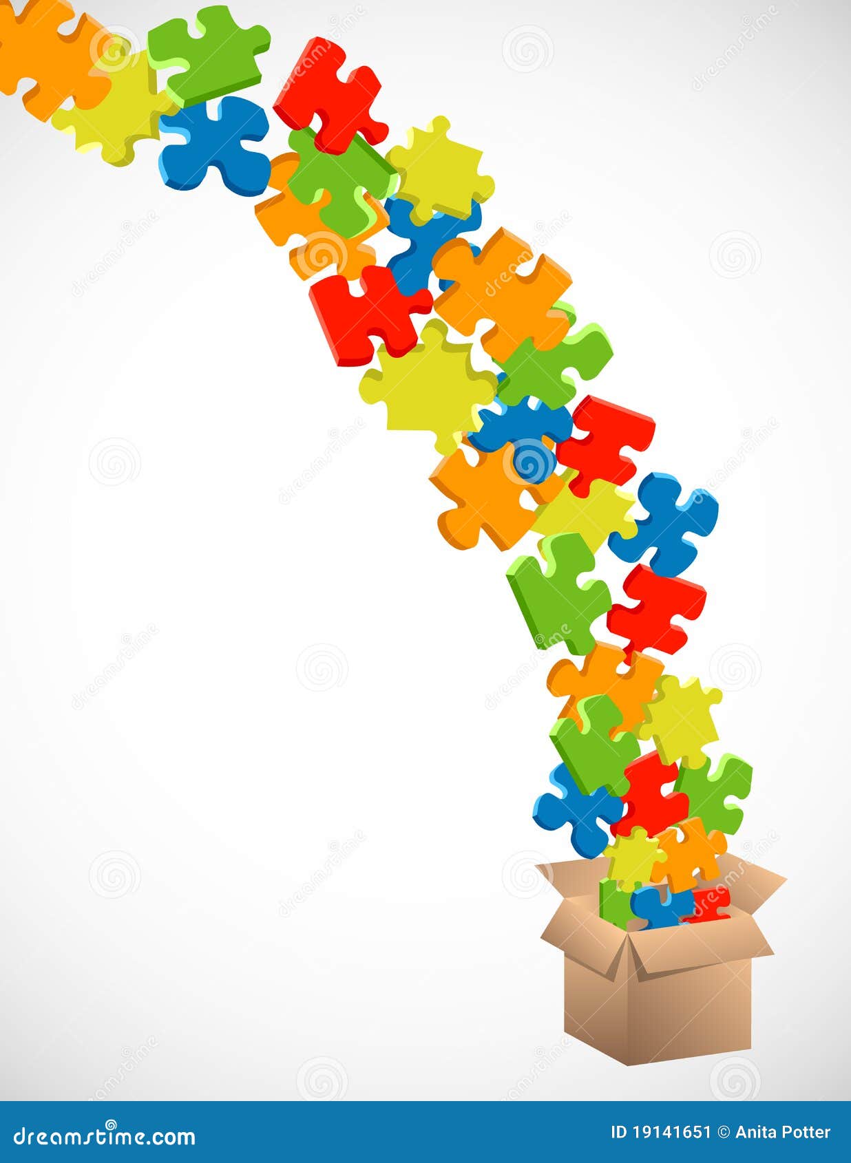 Puzzle Pieces in a Box stock vector. Illustration of exploding - 19141651