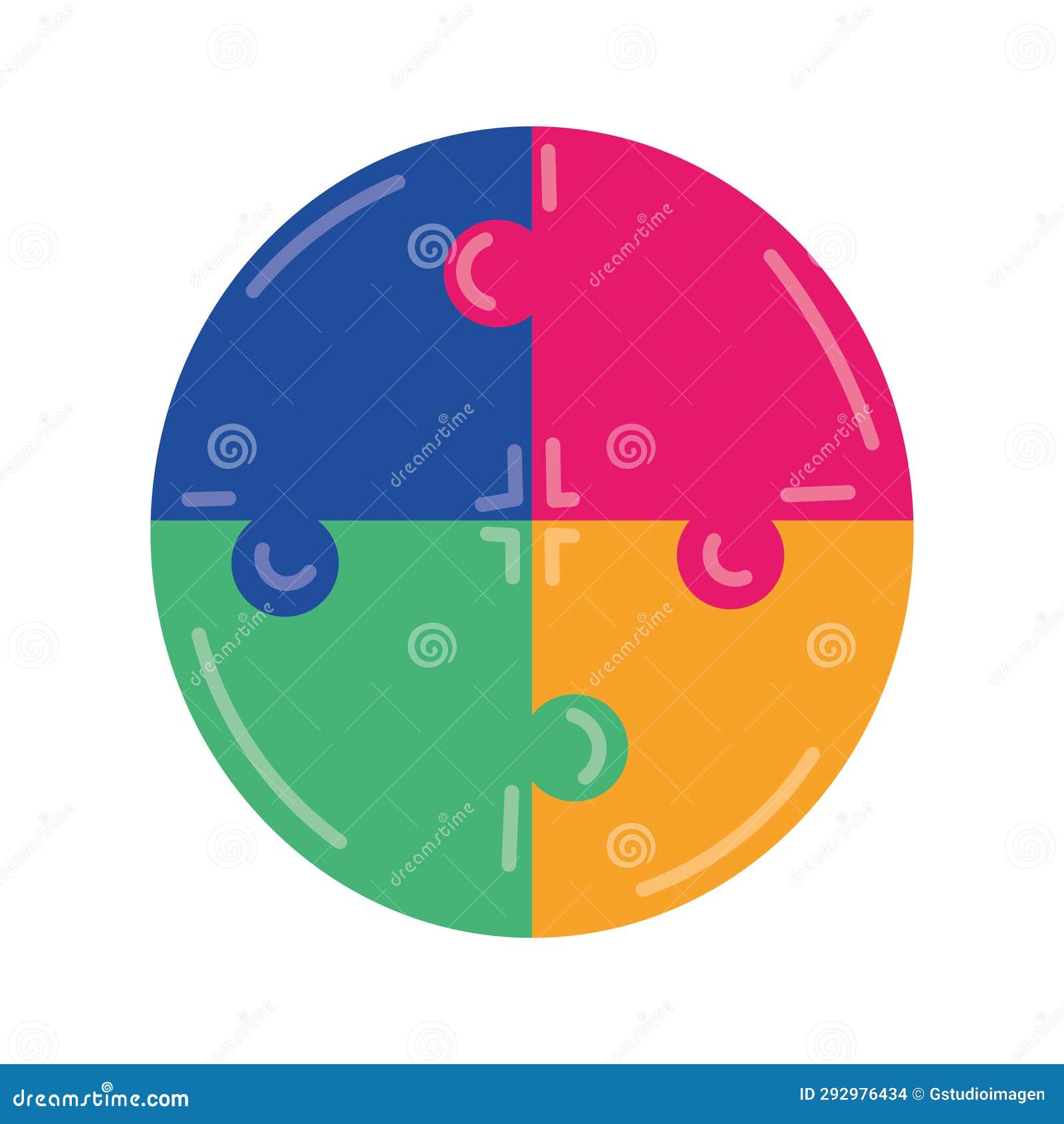 Puzzle pieces circle shape stock vector. Illustration of vector - 292976434