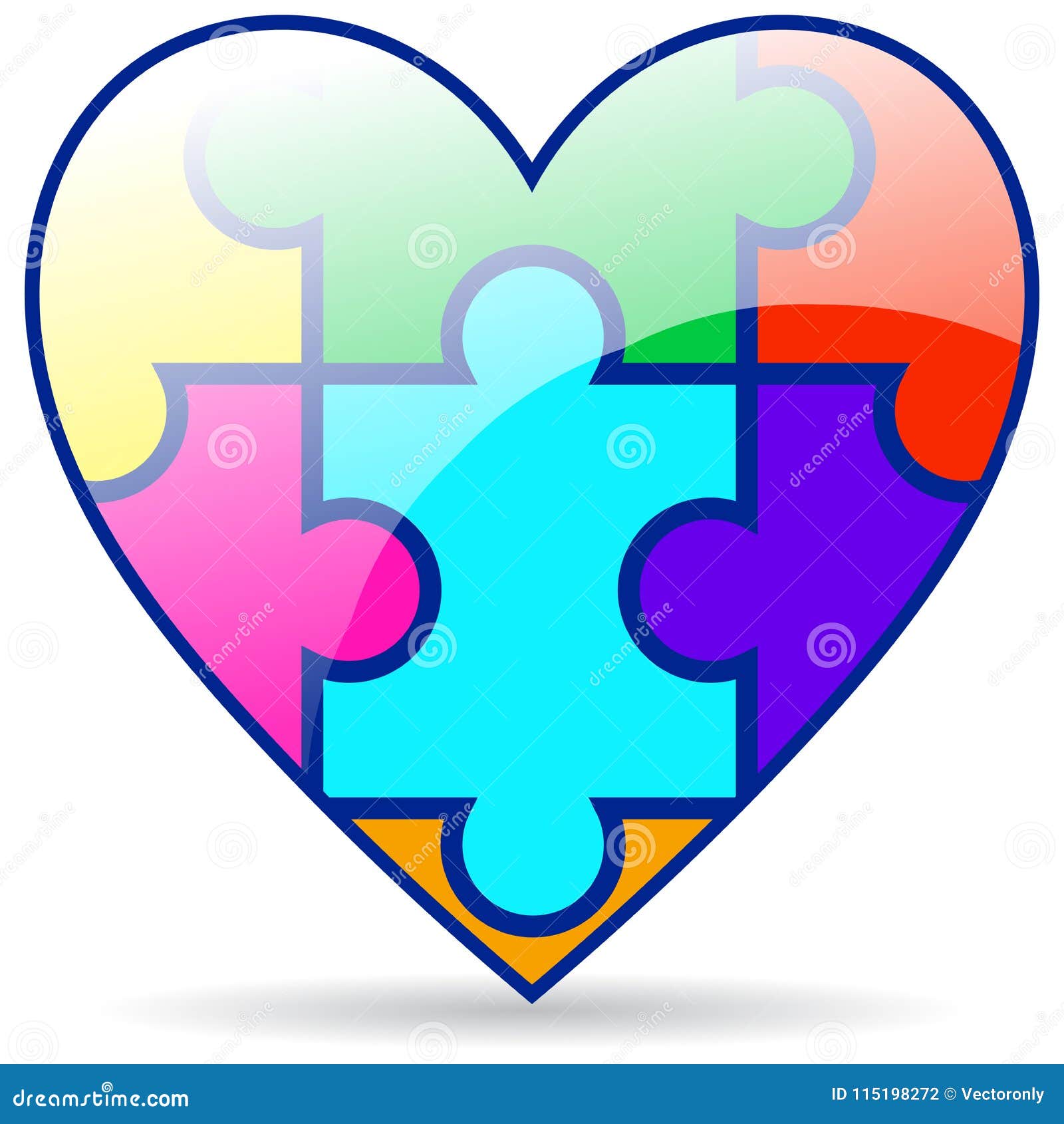 Puzzle Pieces Colorful Heart on White Stock Vector - Illustration of ...