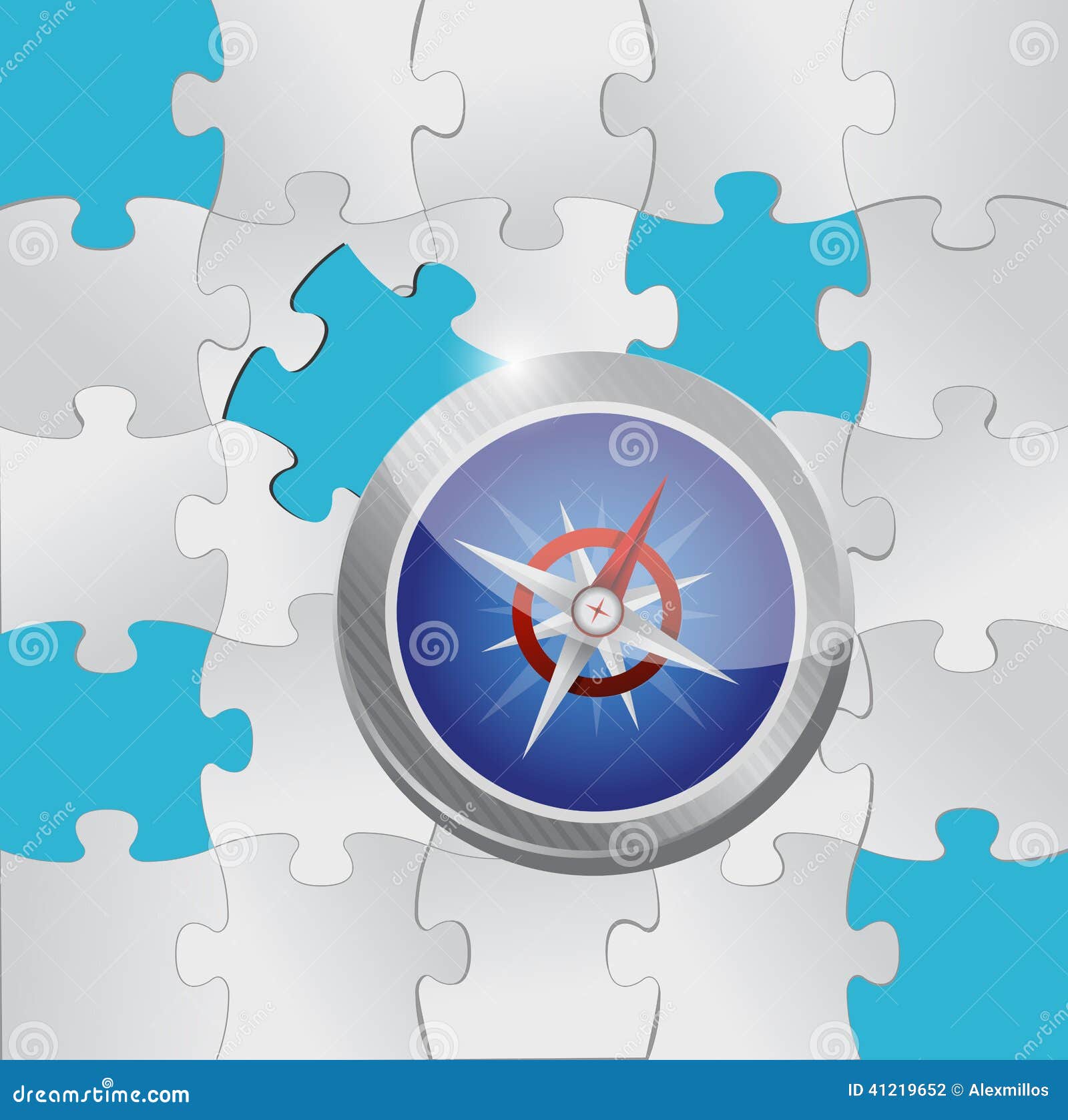 Puzzle Pieces and Compass Illustration Stock Illustration ...