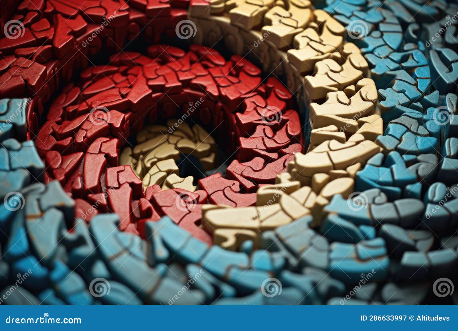 Puzzle Pieces Connected in a Spiral Pattern Stock Illustration ...